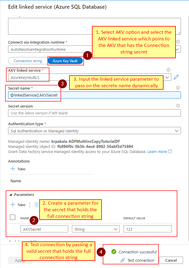 How To Parameterise Full Connection String In Azure Sql Database Linked 4145