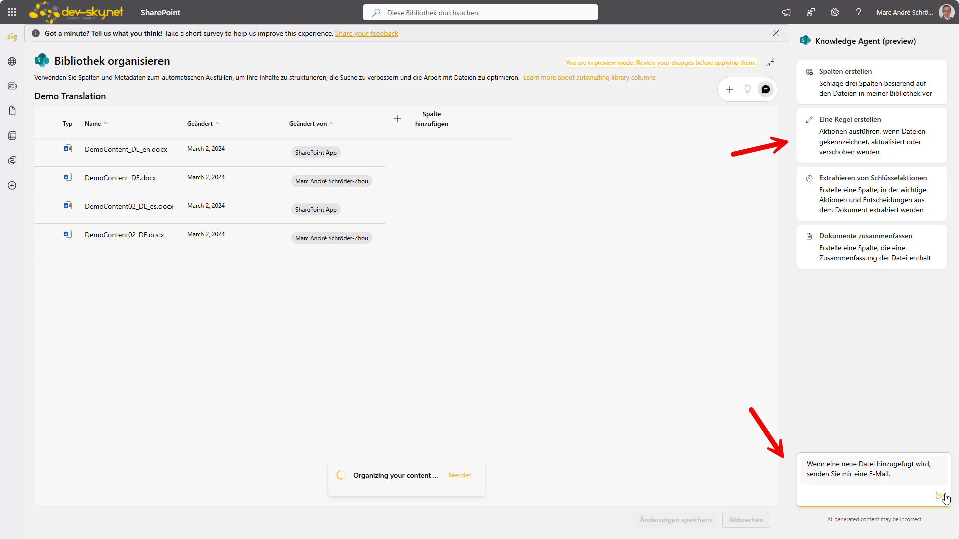 Knowledge Agent in SharePoint - Some (Command) prompts reply JSON only ...