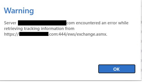 Exchange 2016 have error while retrieving tracking information between ...