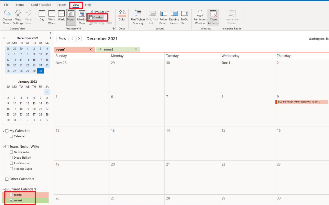 Creating a single calendar to display multiple resource rooms in the ...