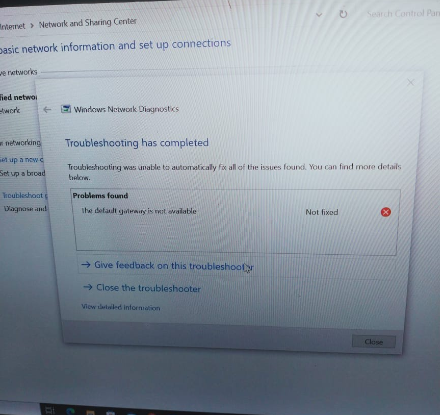 window 11 unidentified network - default Gate way is not available - Microsoft Q&A