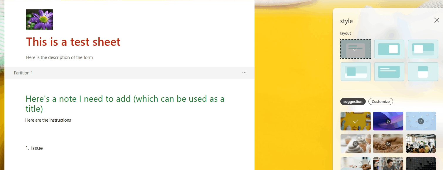 How can I change the character limit and font size in the title page portion of a form template ...