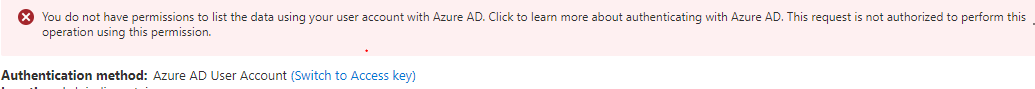 Unable to Switch Authentication Method of Blob Container to Azure AD User account in Azure ...