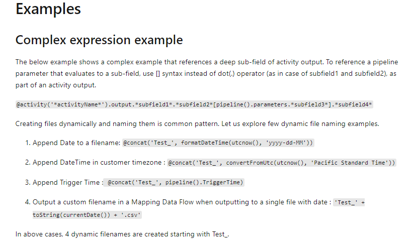 Expressions in ADF and Synapse - Microsoft Q&A