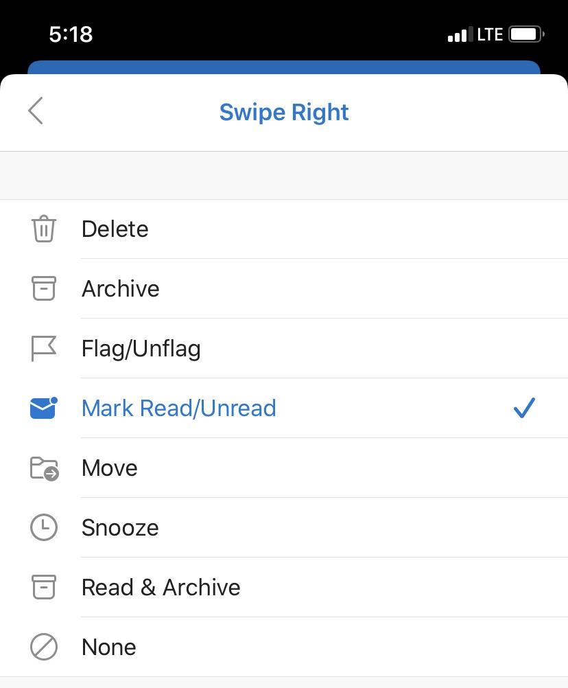 Swipe Options Changed in Outlook Ios? - Microsoft Q&A