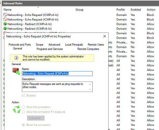 ICMP blocked inbound on RDS Session Host - Microsoft Q&A