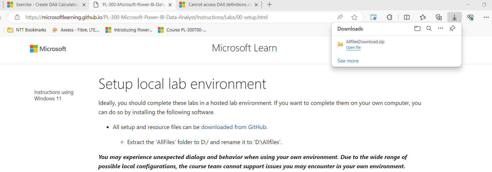 Cannot access DAX definitions in this lab - Microsoft Q&A