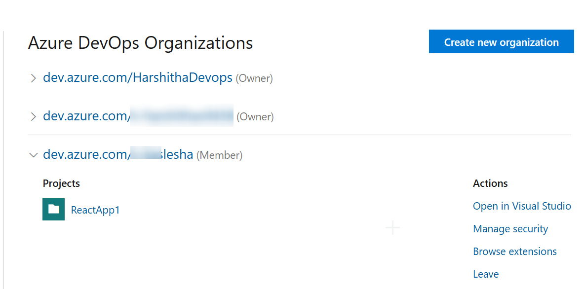 Unable to leave a Azure Devops organization - Microsoft Q&A