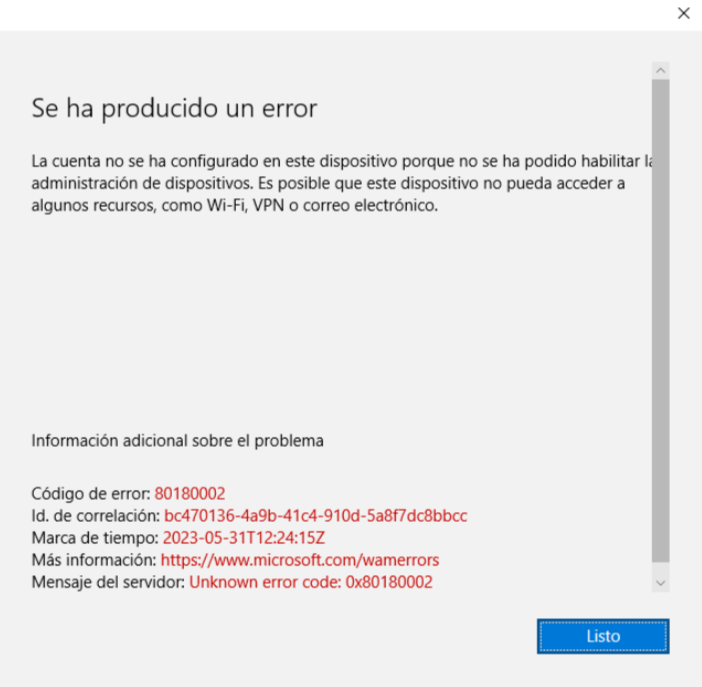 Error al registrar con la aplicación Portal de empresa - Microsoft Q&A ...