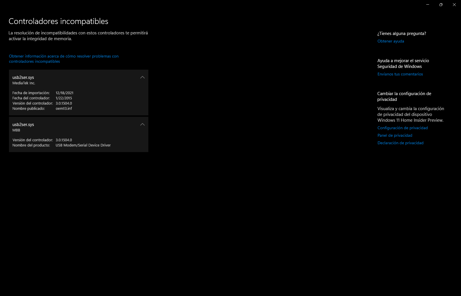 No puedo activar Memory integrity - Microsoft Q&A
