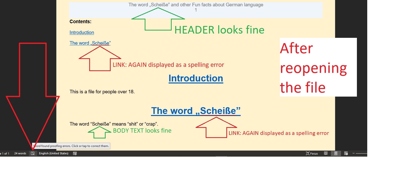 Spell check does not fix spelling errors in LINKS - Microsoft Q&A