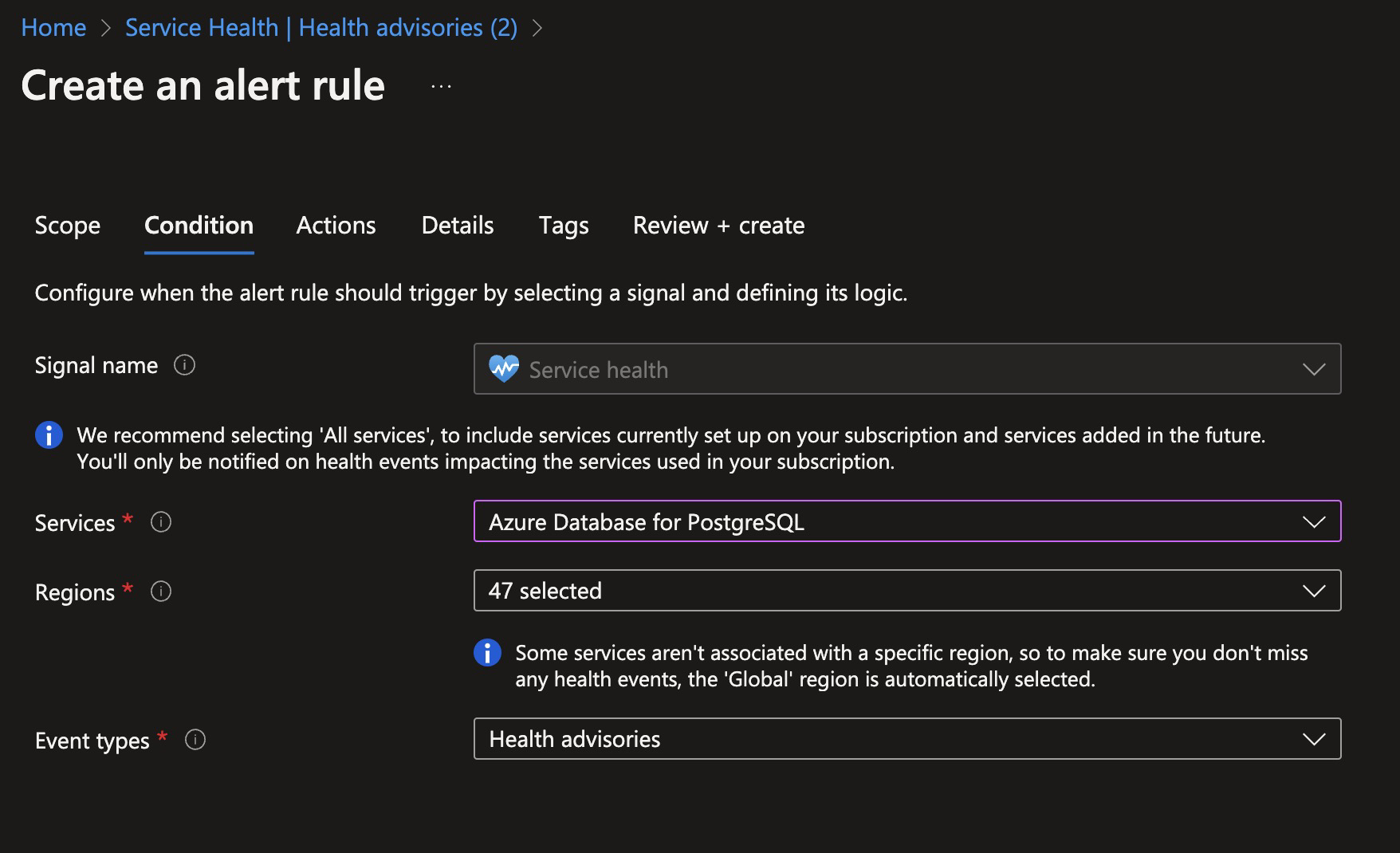is there any way to configure the service health alerts specifically ... is there any way to configure the service health alerts specifically ...