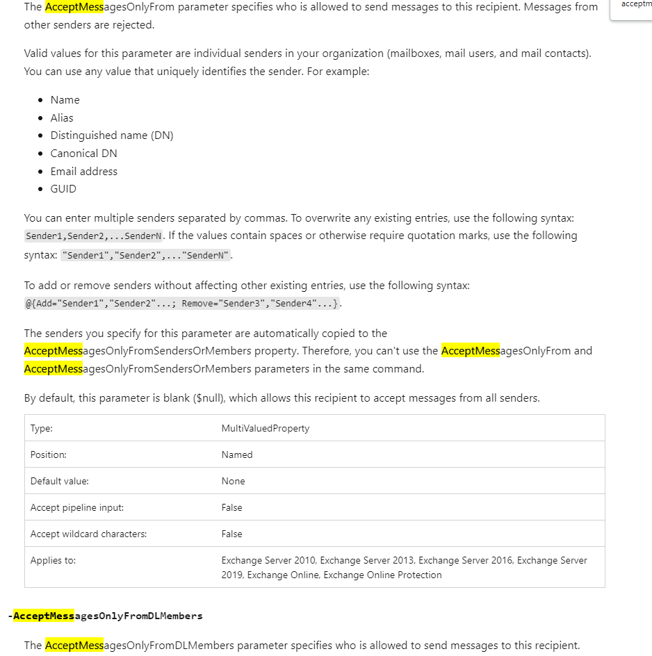Message Delivery Restriction for Dynamic Distribution Lists in Exchange ...