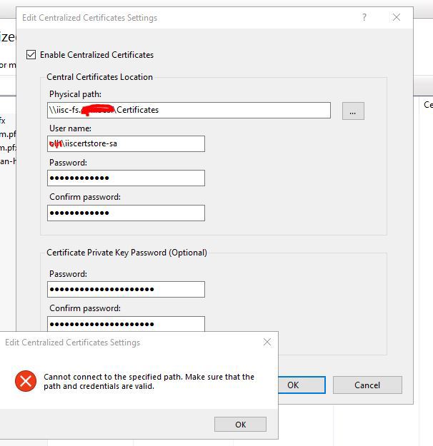 Iis Centralized Cert Store And Dfs Share In Different Domain Microsoft Qanda