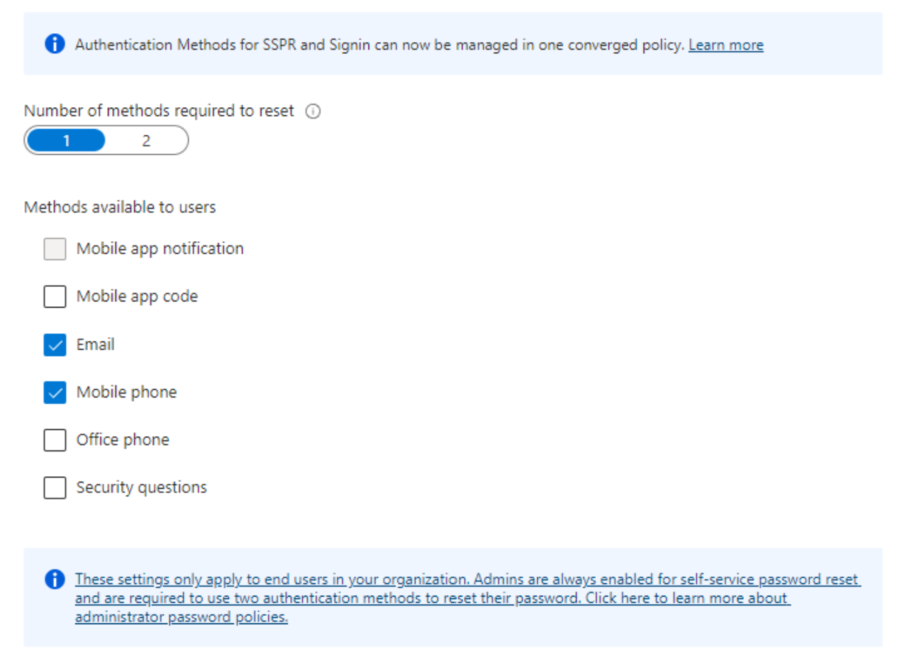Different Sspr Methods Depending On Security Group Members Microsoft Qanda