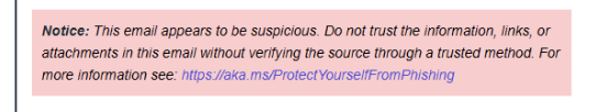 "This email appears to be suspicious" headers. - Microsoft Q&A