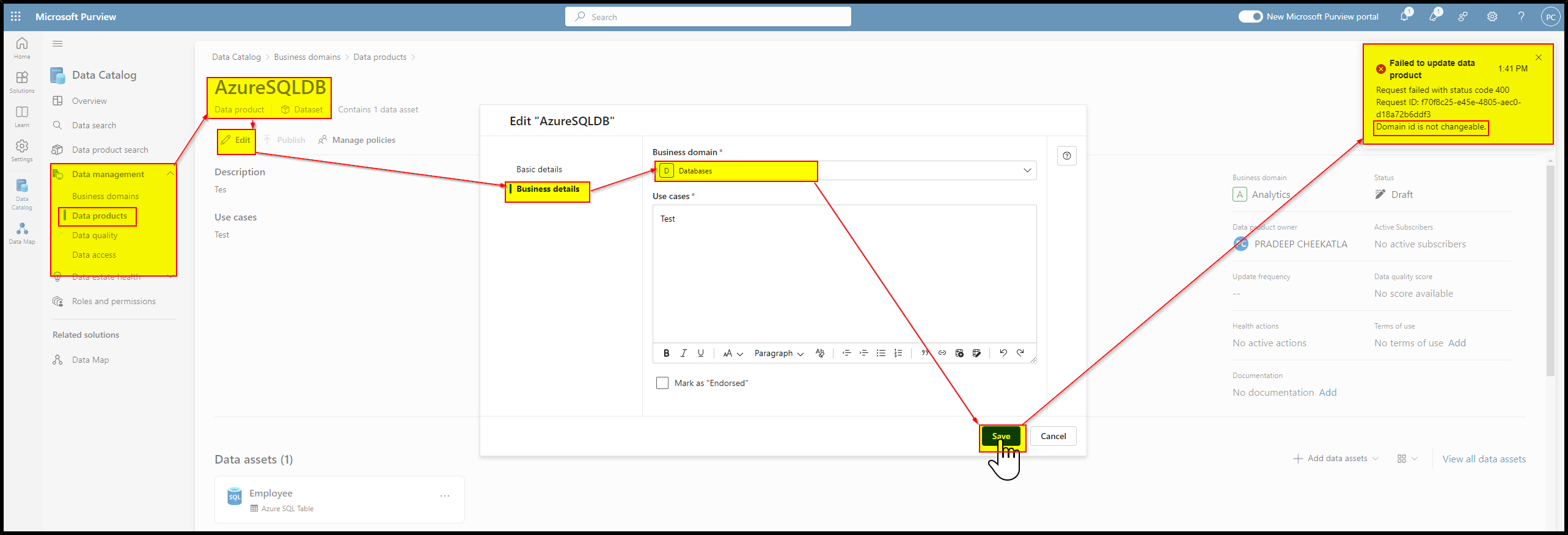 How to change business domain in the data product? - Microsoft Q&A