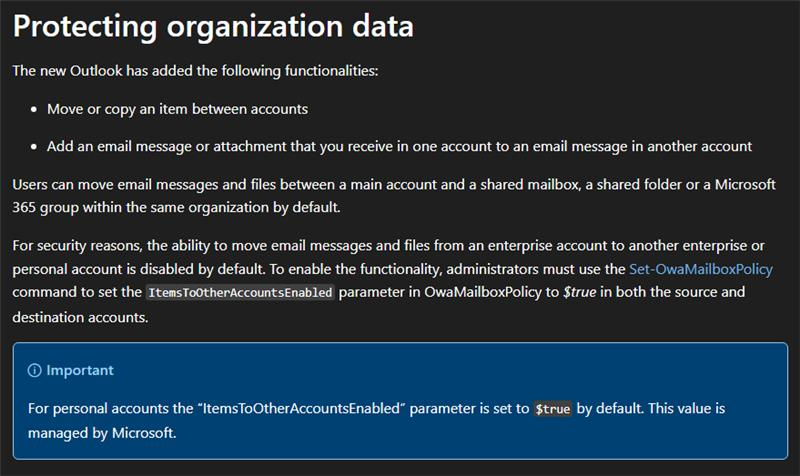 I cannot drag emails from one email account to another in New outlook ...