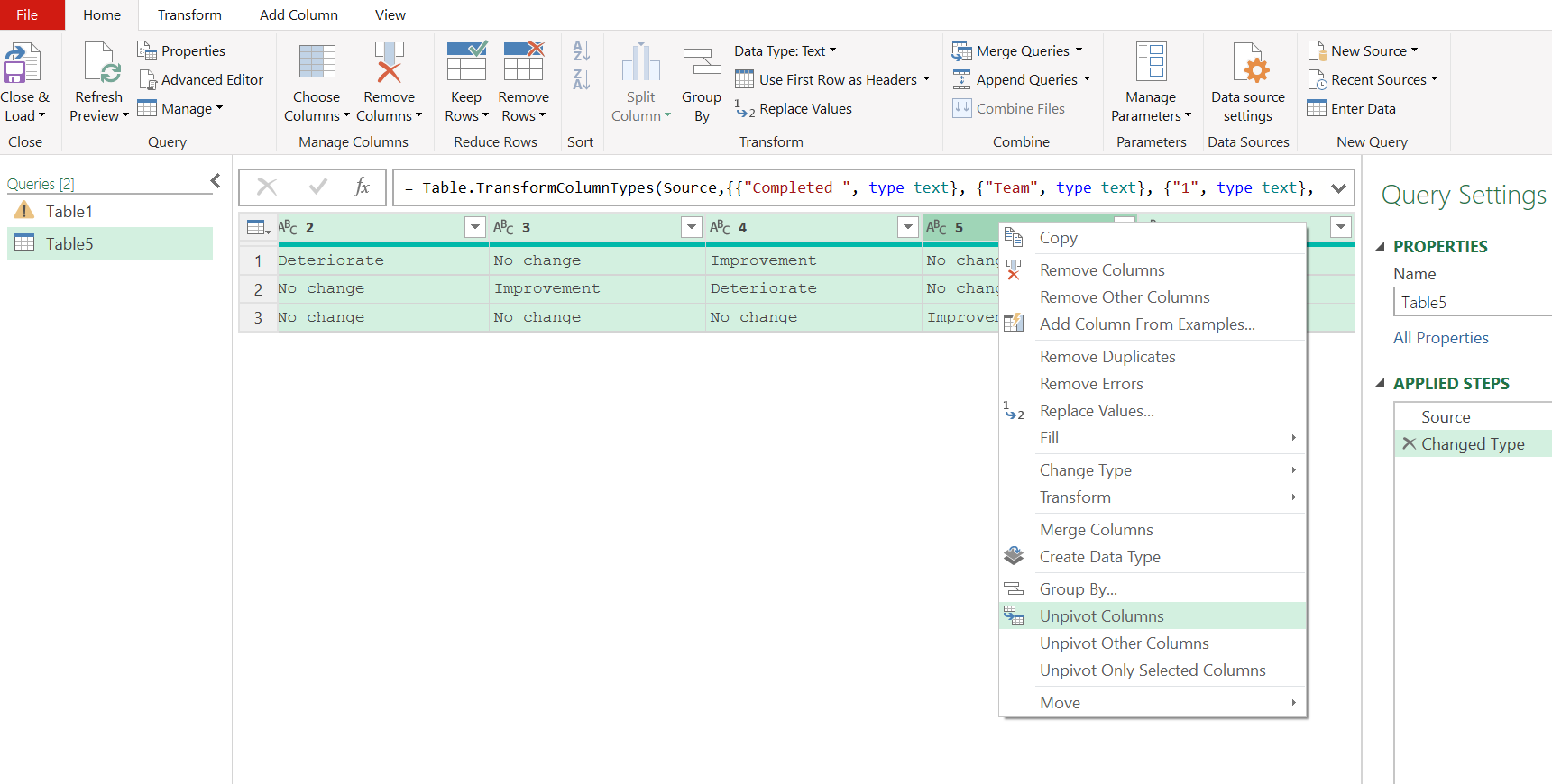 Pivot chart showing multiple columns which have multiple possible ...