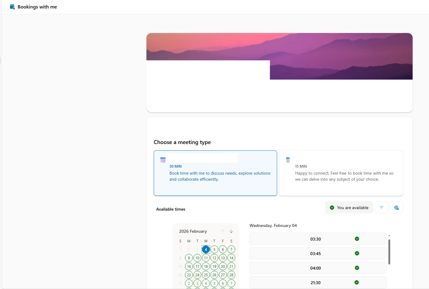 The link in "Bookings with Me" is not working. - Microsoft Q&A