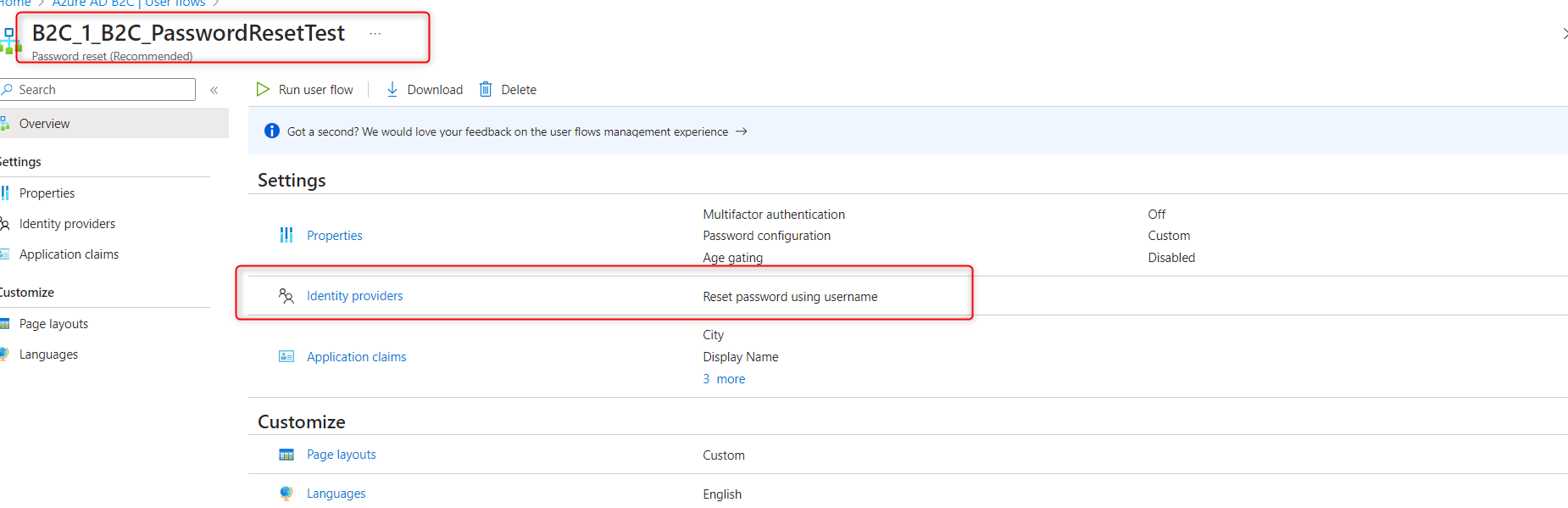 Adb2c password reset custom policy -Reset password using username - Microsoft Q&A