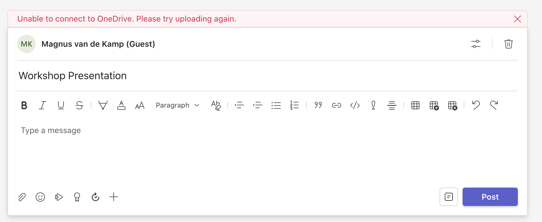 Can't upload files in teams channel - Microsoft Q&A