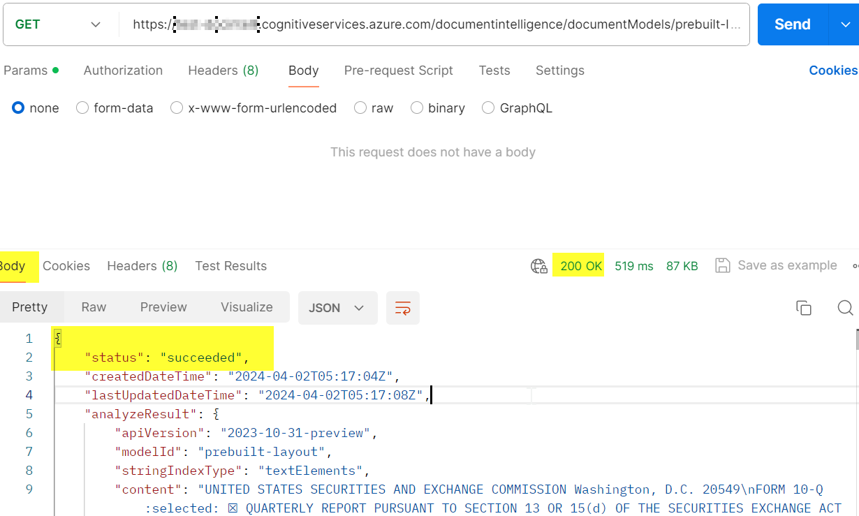 Running Form Recogniser Analyze Results Status Is Stuck In Running Microsoft Qanda