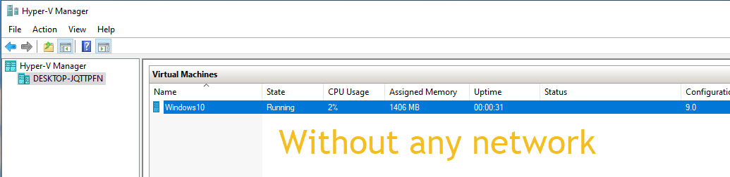 Windows 10 Hyperv VM will start fine without any network but will not start with a network (will ...