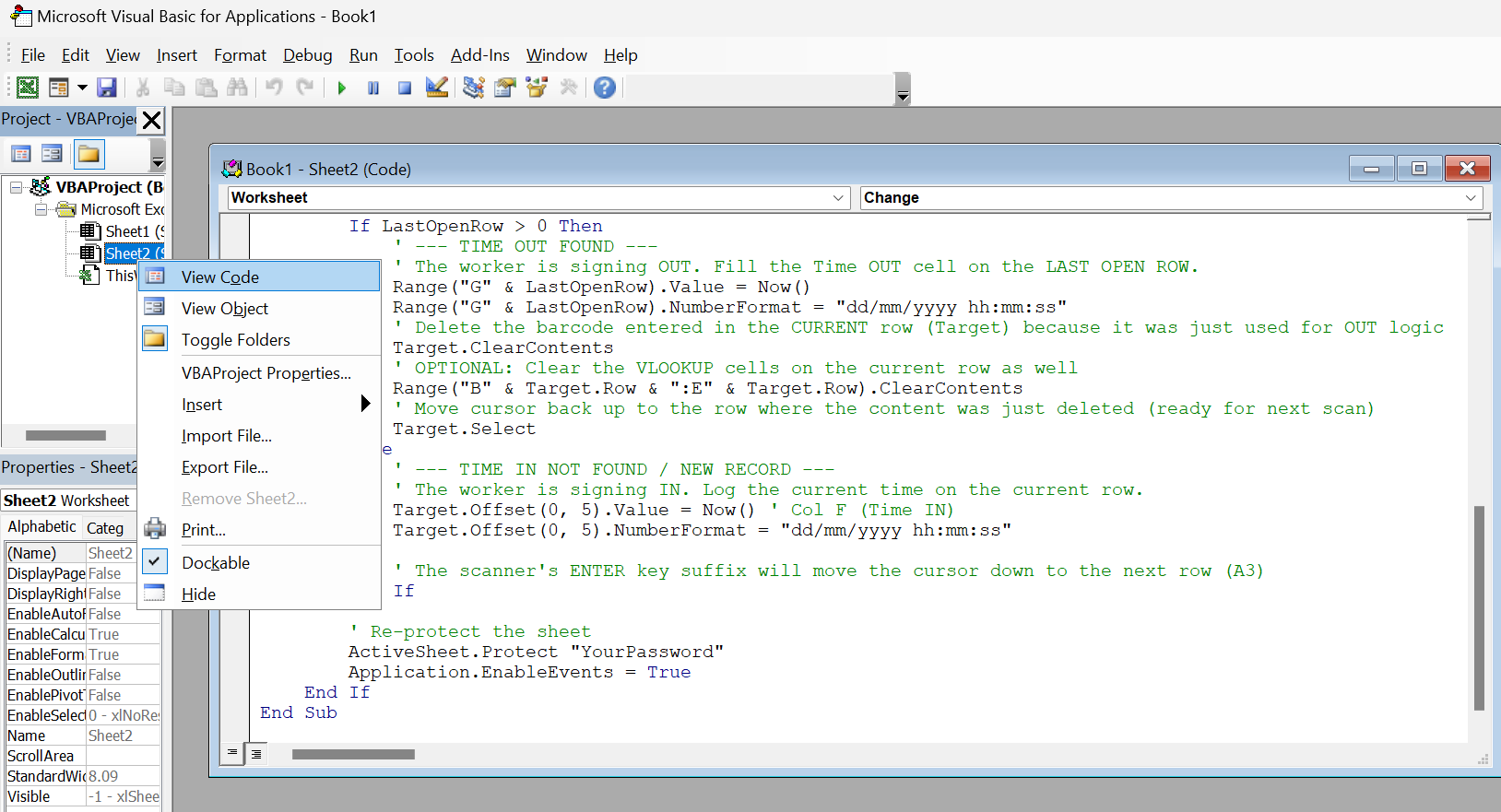 can anyone help me set up a barcode scanner to display certain aspects ...