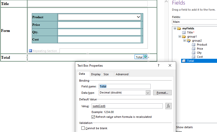 Add quantity field to repeating Table - Microsoft Q&A