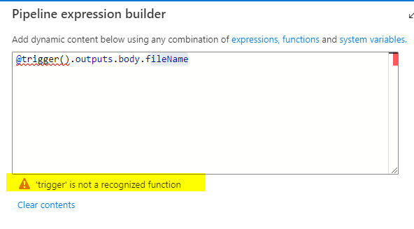 Azure Synapse: 'triggerBody' is not a recognized function - Microsoft Q&A