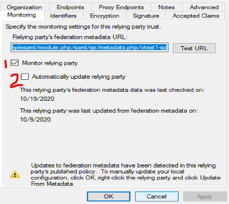 automatically update relying party - Microsoft Q&A