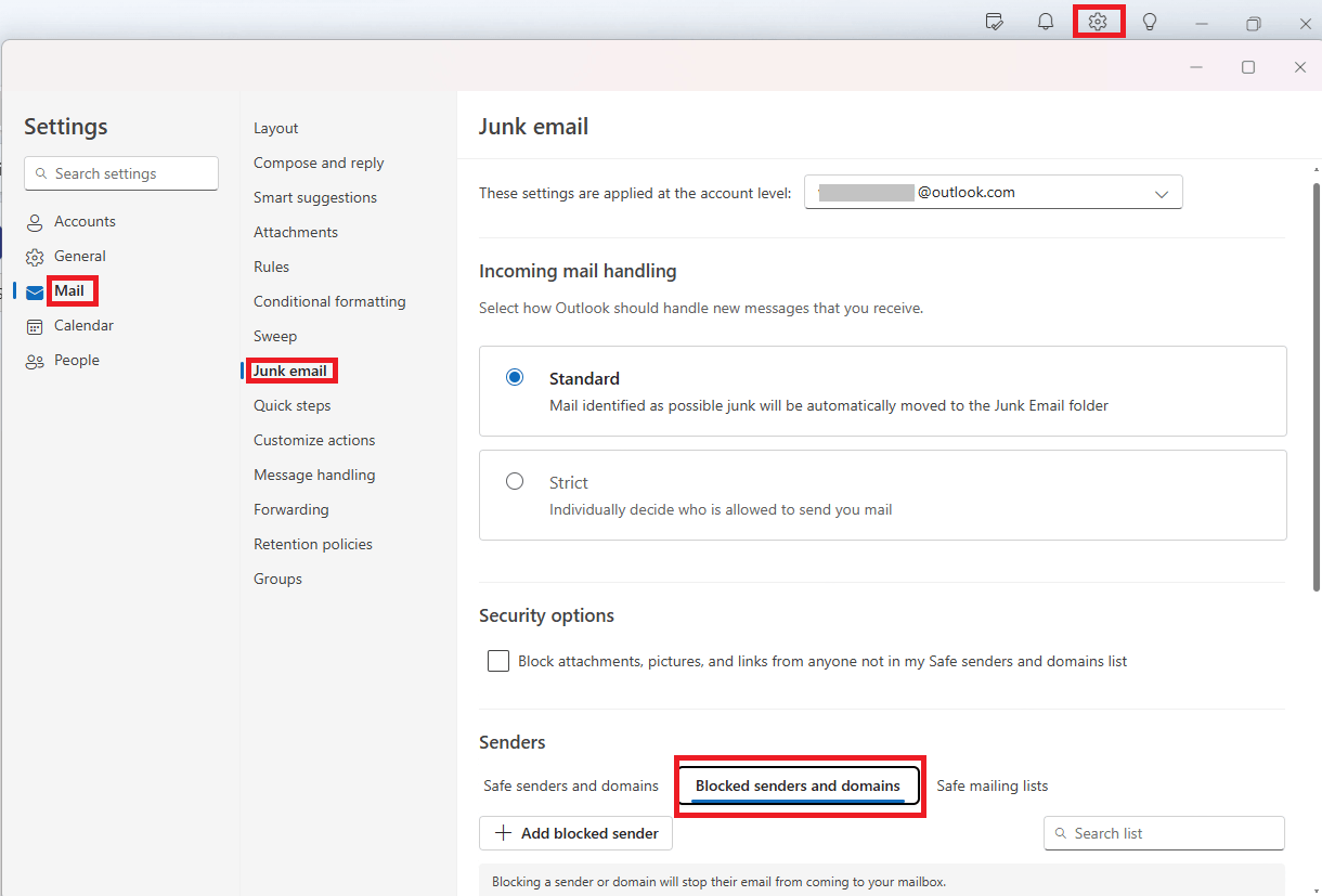 Missing Menu Items in New Outook - Block Sender - Microsoft Q&A