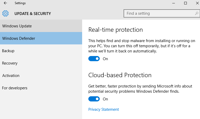 real time protection in window defender - Microsoft Q&A