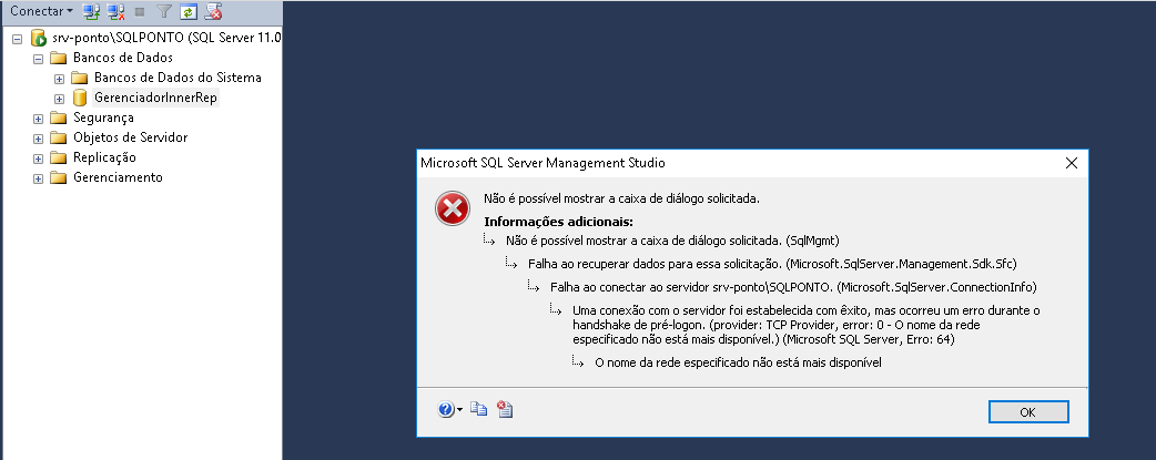 Erro de SQL Server - Microsoft Q&A
