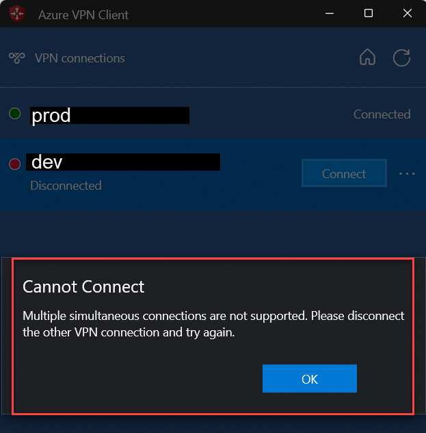 Is it possible to connect to two P2S VPN Connections? - Microsoft Q&A