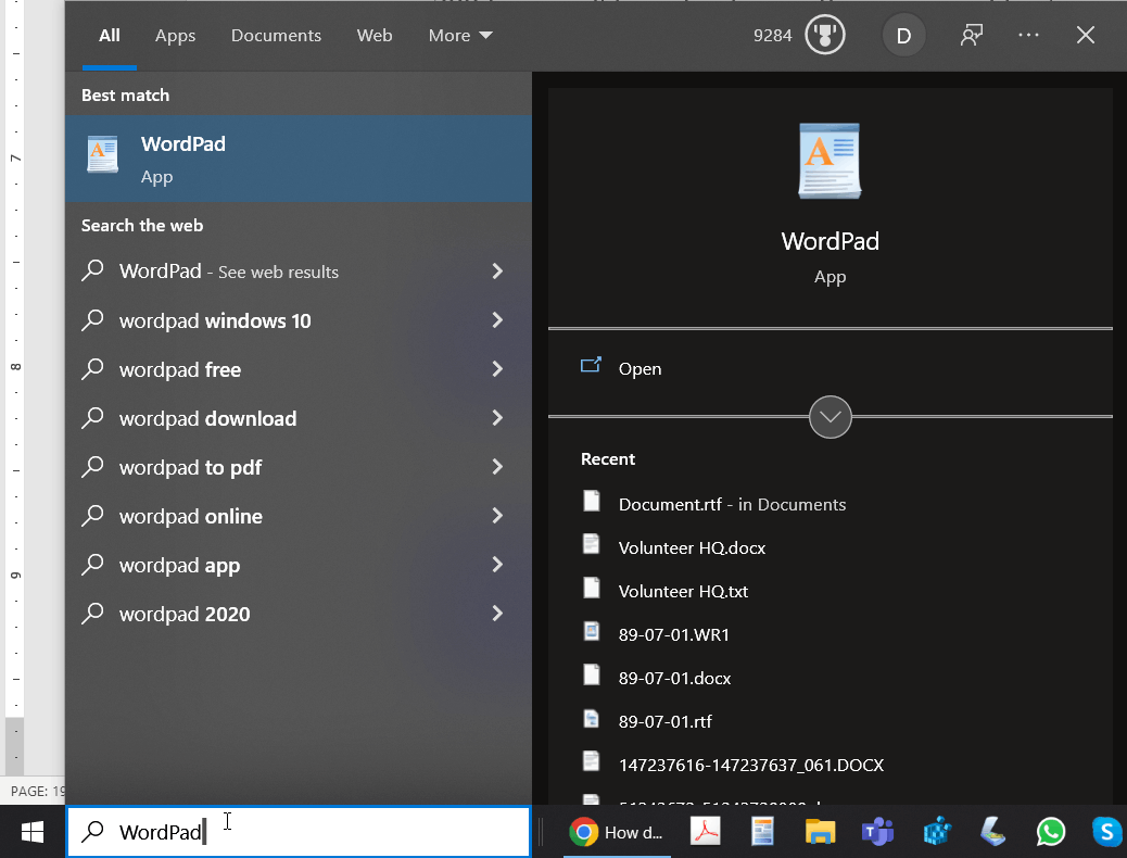 How do I open a document saved in Word Pad in a Microsoft Word document ...