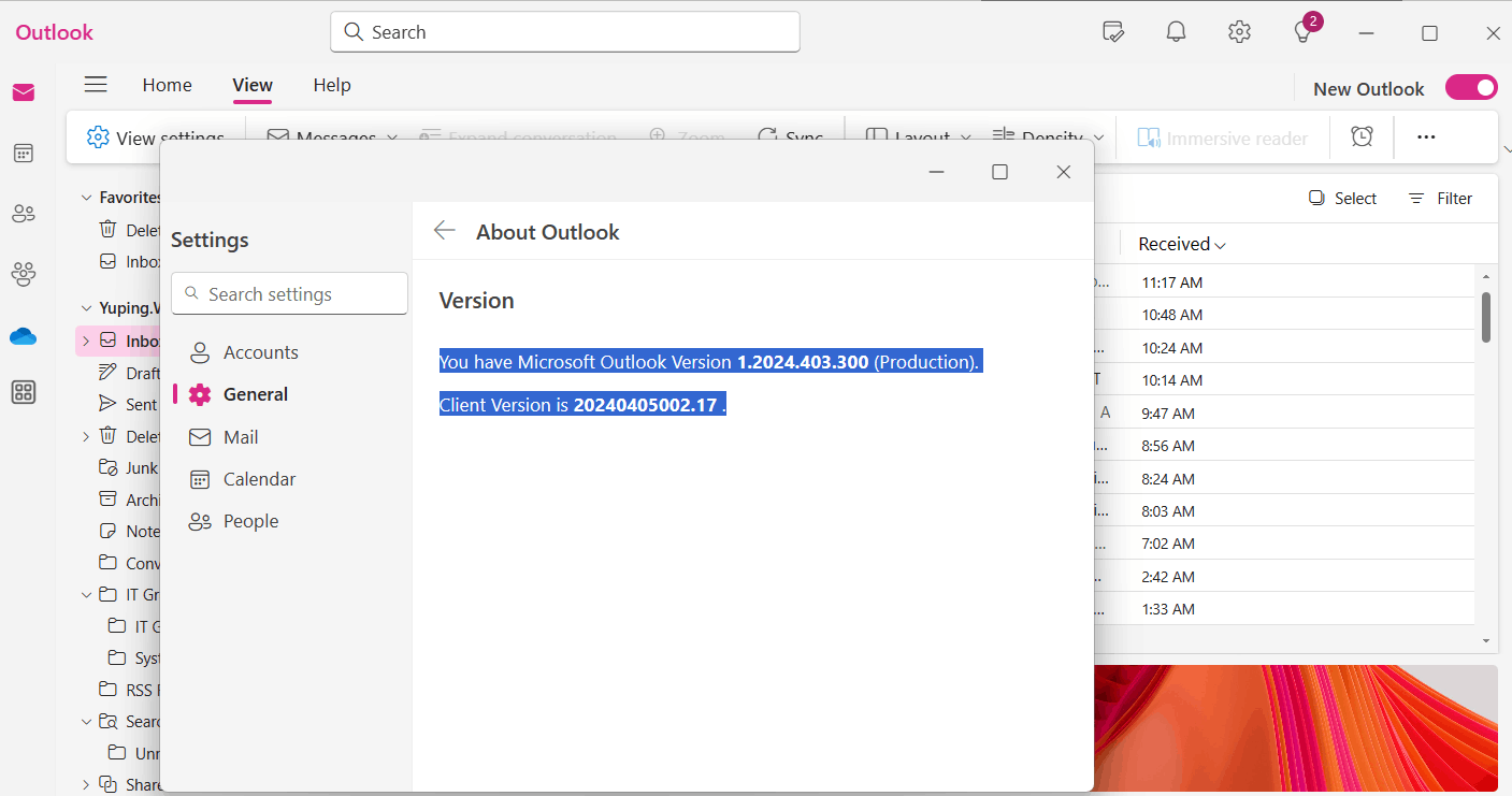 new outlook -- inbox shows recipients. - Microsoft Q&A