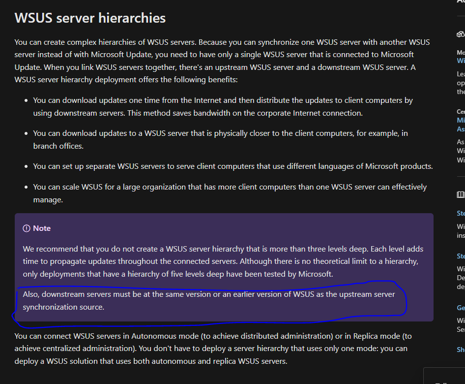 Mixed OS WSUS implementation - Microsoft Q&A