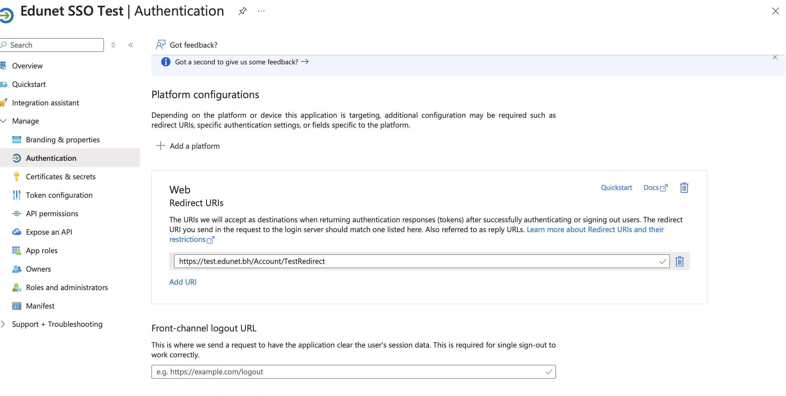 I have asp.net mvc 5 integrated with Azure Single SignOn but I'm facing ...