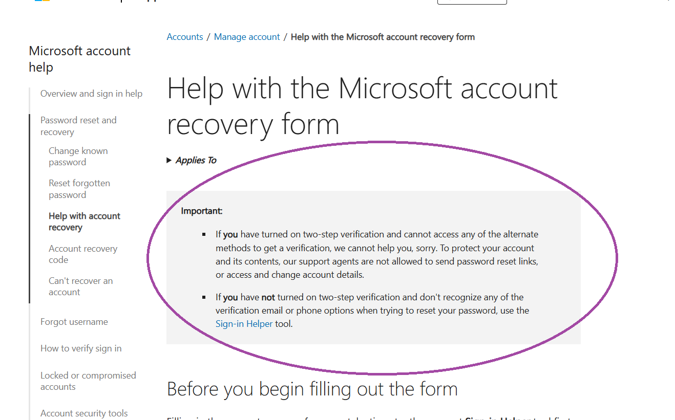 I can’t log into my Microsoft account because I lost access to ...