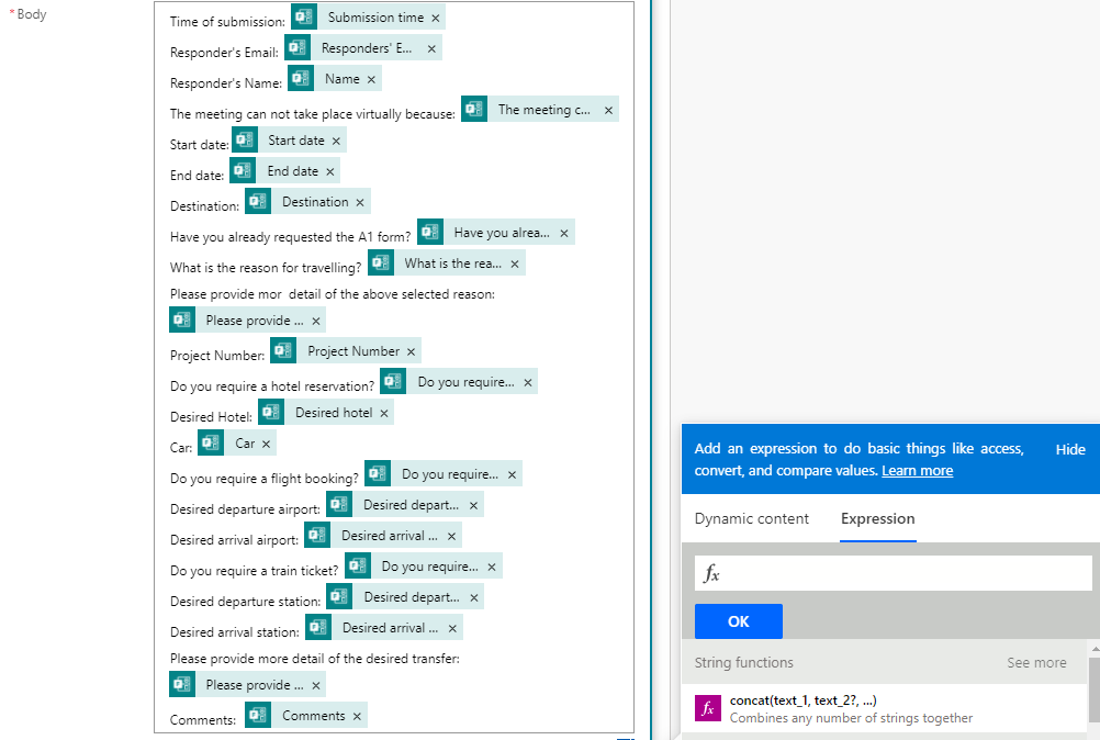 Expression in Microsoft Forms to enter new line in email reponse ...