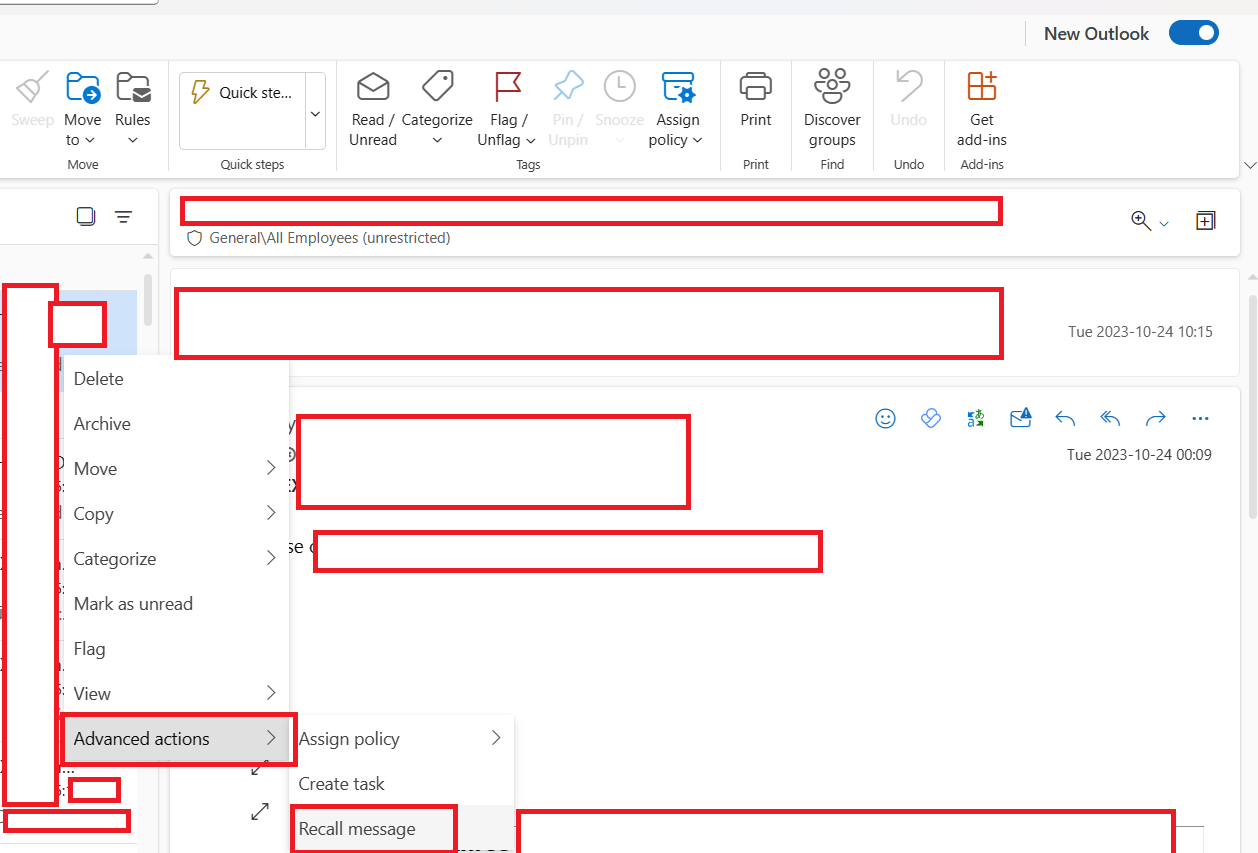 Why is the Rescind Email feature not currently in the New Outlook as of ...