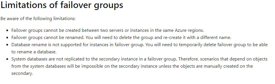 Failed to add a database to failover group - Microsoft Q&A