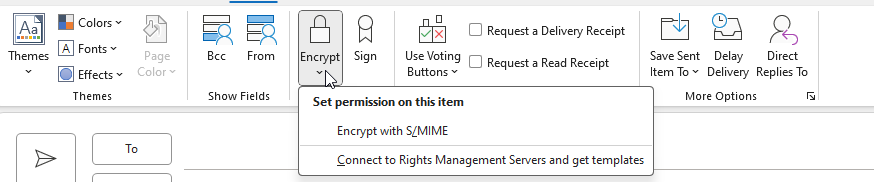 The Encrypt Button is showing ( connect to right management servers and ...