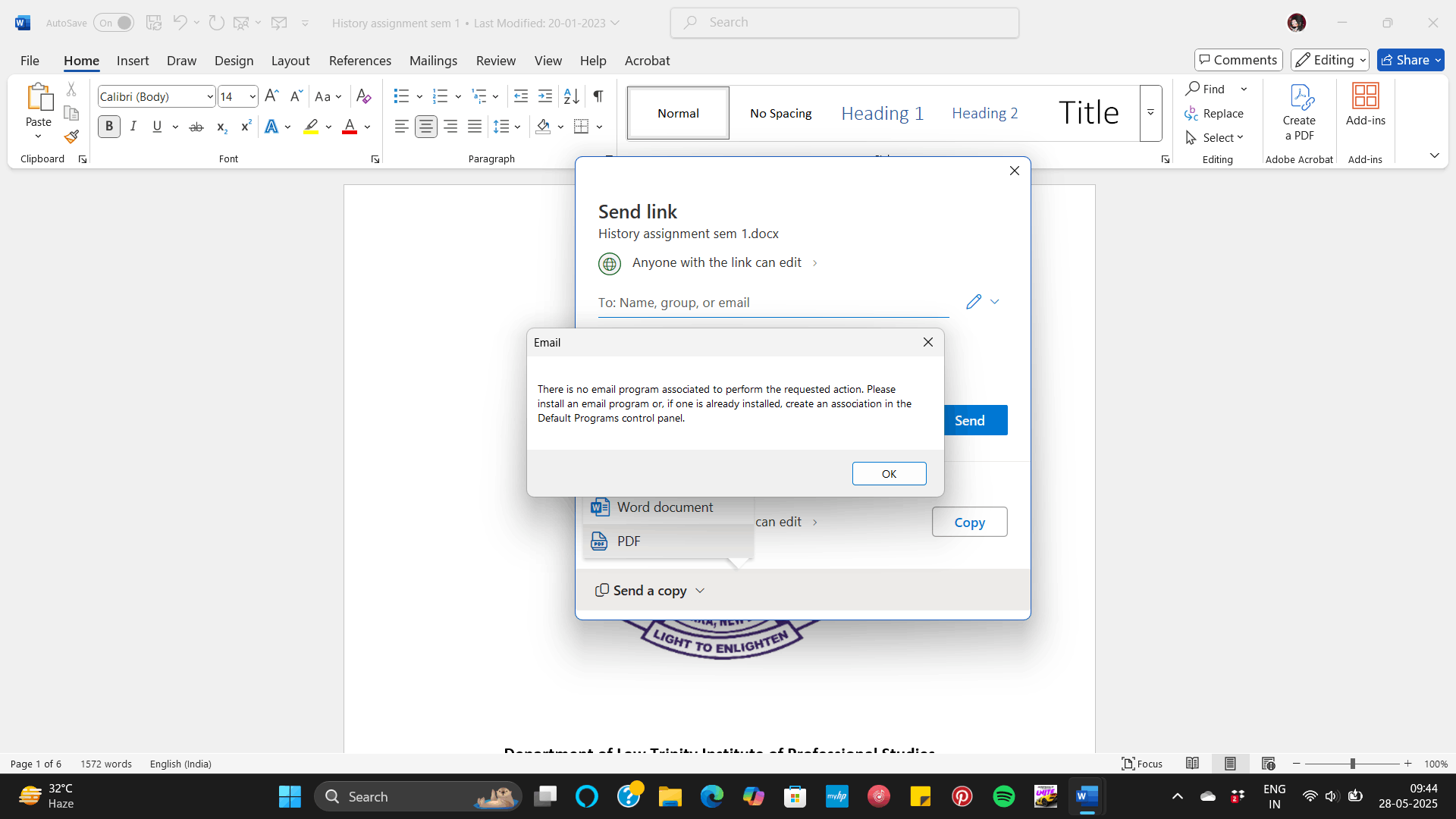 I have an issue with sharing my word docx as pdf through the share ...