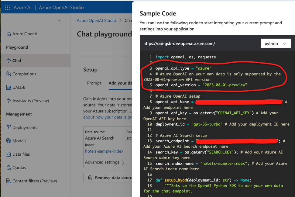 Deployed the app with OpenAI Studio, but occasionally the answer has the words {"citations ...