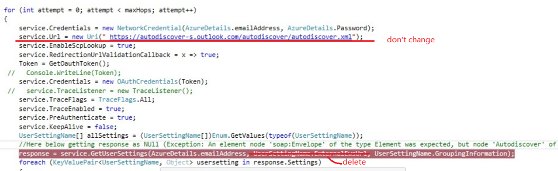 Autodiscover Response : An element node 'soap:Envelope' of the type ...