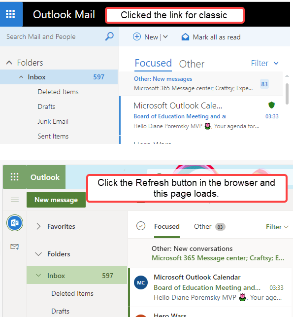 Can't switch back to new version of OWA (Outlook Web App) - Microsoft Q&A