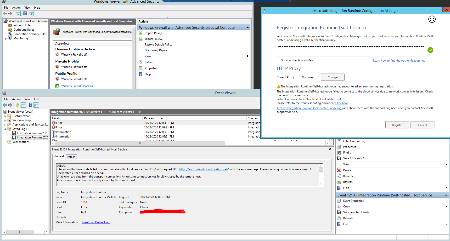 Integration Runtime Registration Error: Failed to Connect to eu.frontend.clouddatahub.net ...